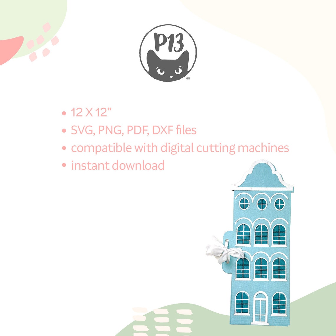 Old Town House Album Base Digital Cut Files, Layered Tenement House ...
