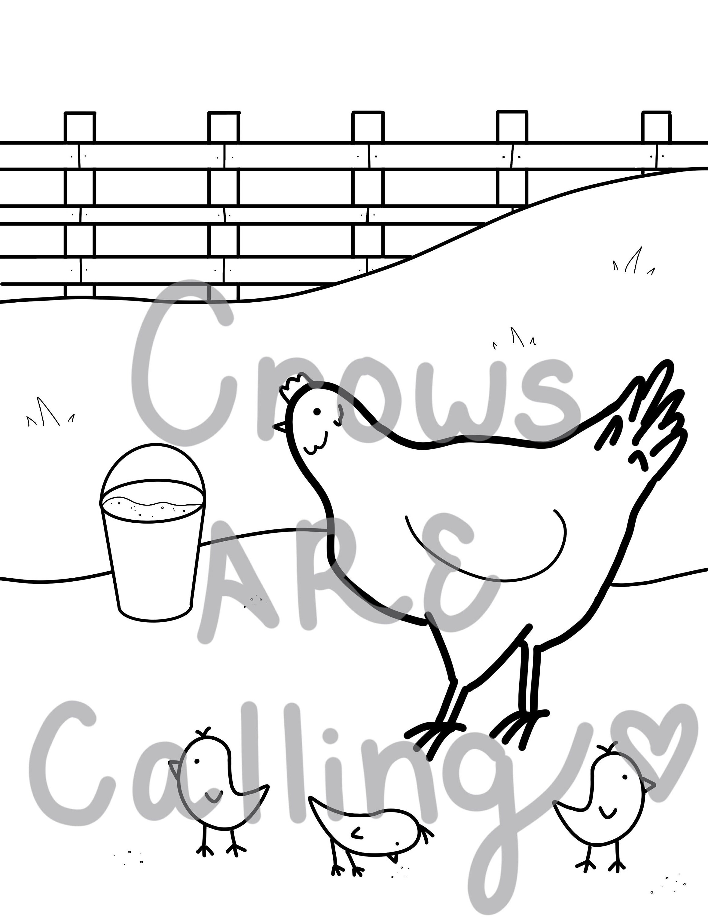 Chickens Coloring Page - Etsy