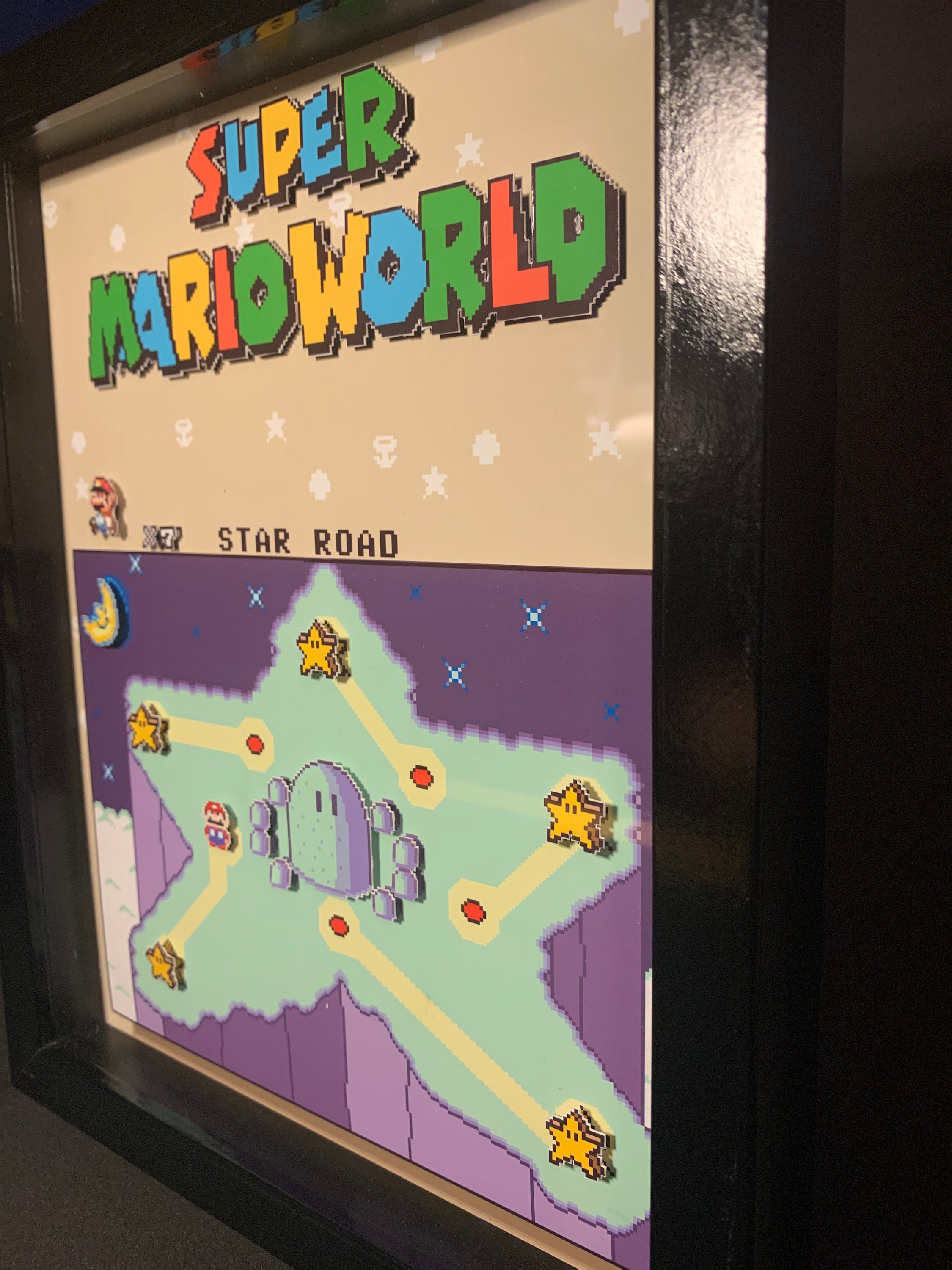 SNES Super Mario World star Road 3D Shadow Box | Etsy