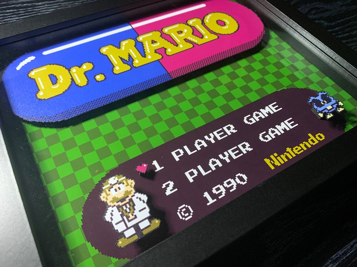NES Dr. Mario title Screen 3D Shadow Box 8 X 10 - Etsy