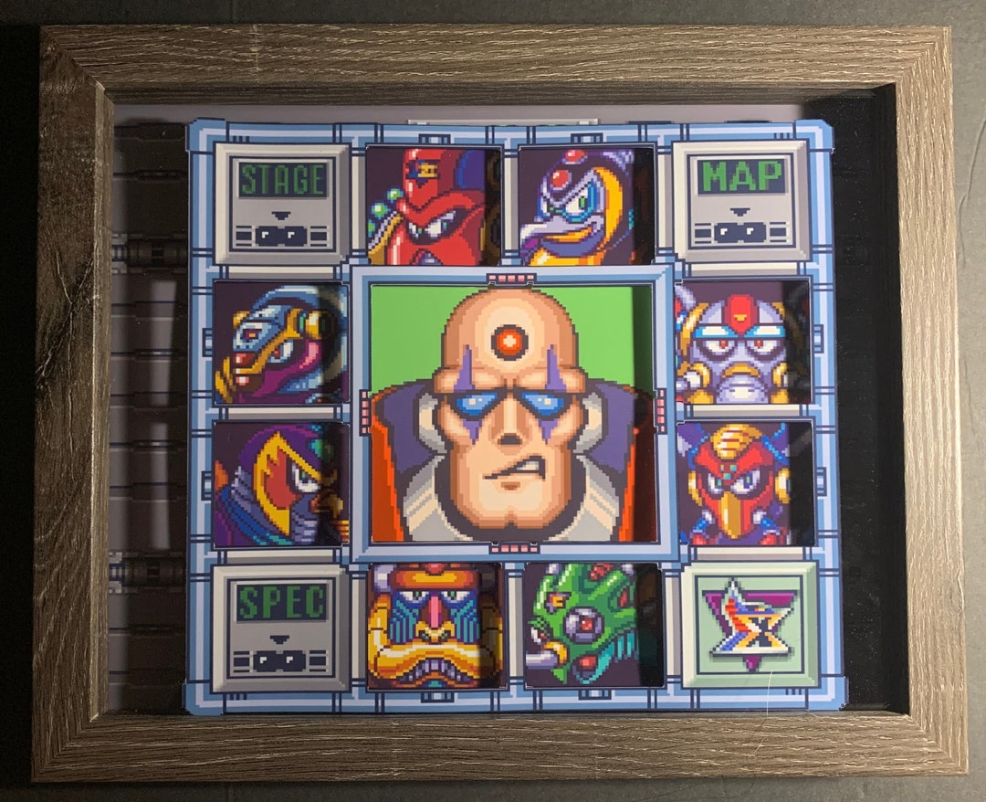 SNES Mega Man X boss Select Screen 3D Shadow Box 8 X 10 - Etsy