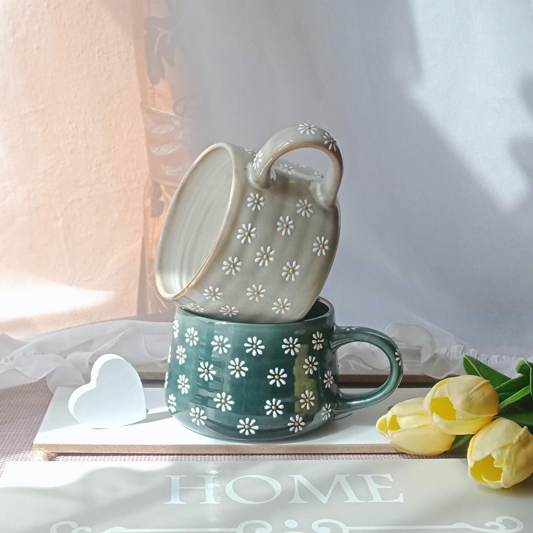 17 Oz Daisy Coffee Mug Cozy Flower Tea Cup Large Daisy Cappuccino ...