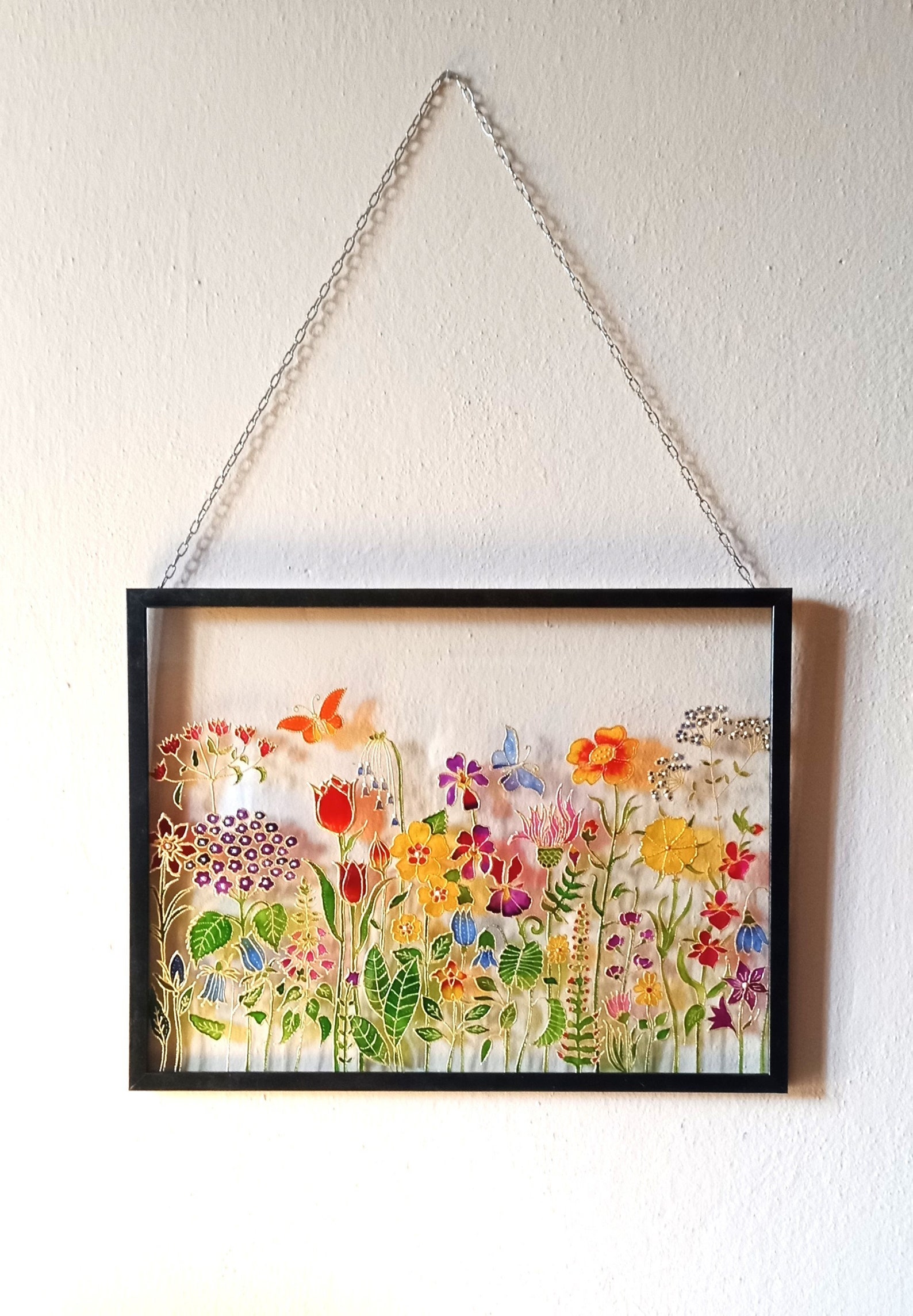 Meadow Flowers 16,5х12,5 Stained Glass Panel Colorful Wildflowers ...