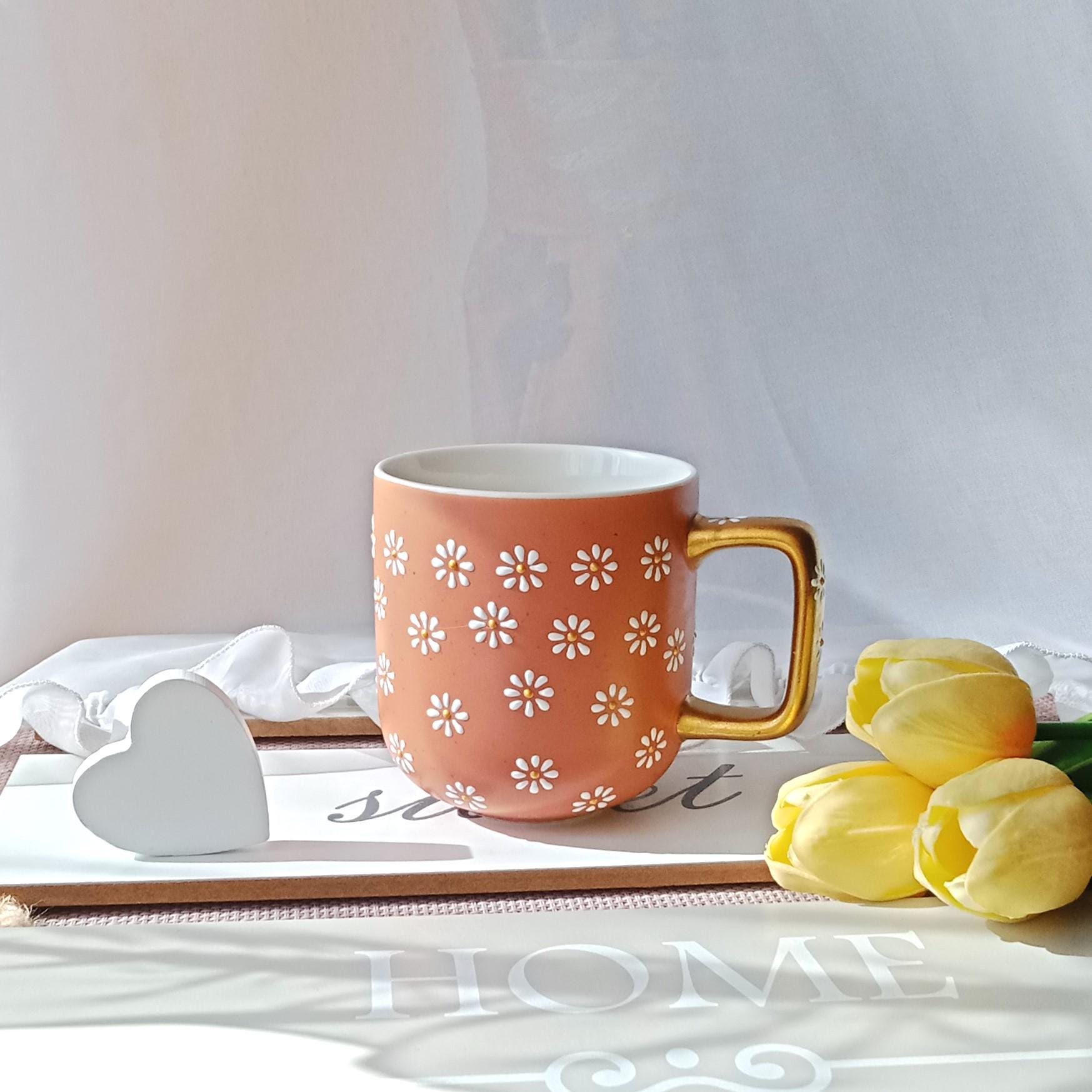 Cute Daisy Coffee Mug | Demure Flower Ceramic Cups | Cozy Floral Tea ...