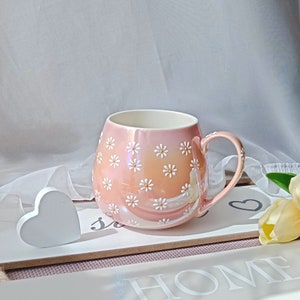 Daisy Coffee Mugs Demure Bellied Cappuccino Cups Cozy Flower Ceramic ...