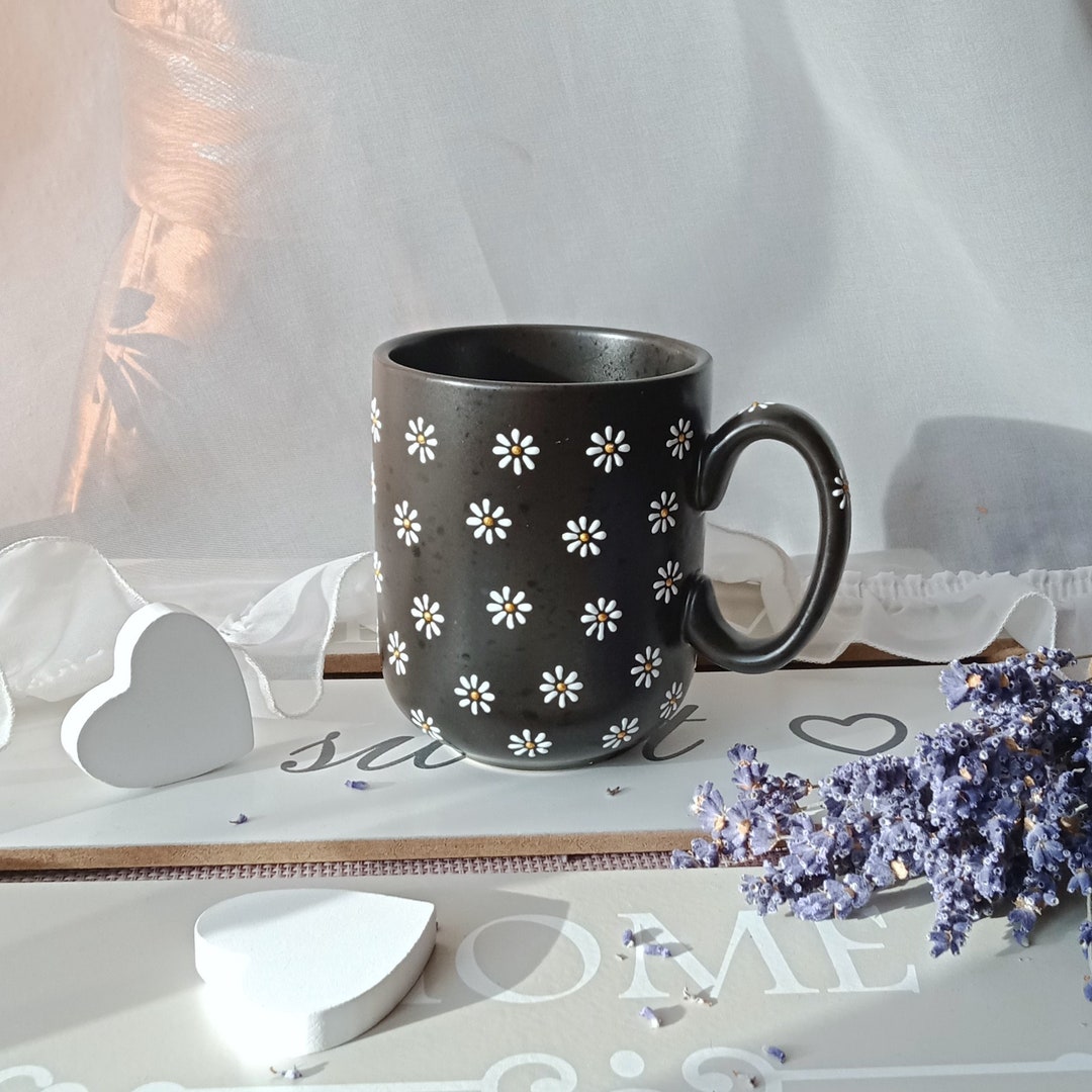 Gothic Daisy Mug Flower Cup Handmade Ceramic Mug Daisy Tea Porcelain ...