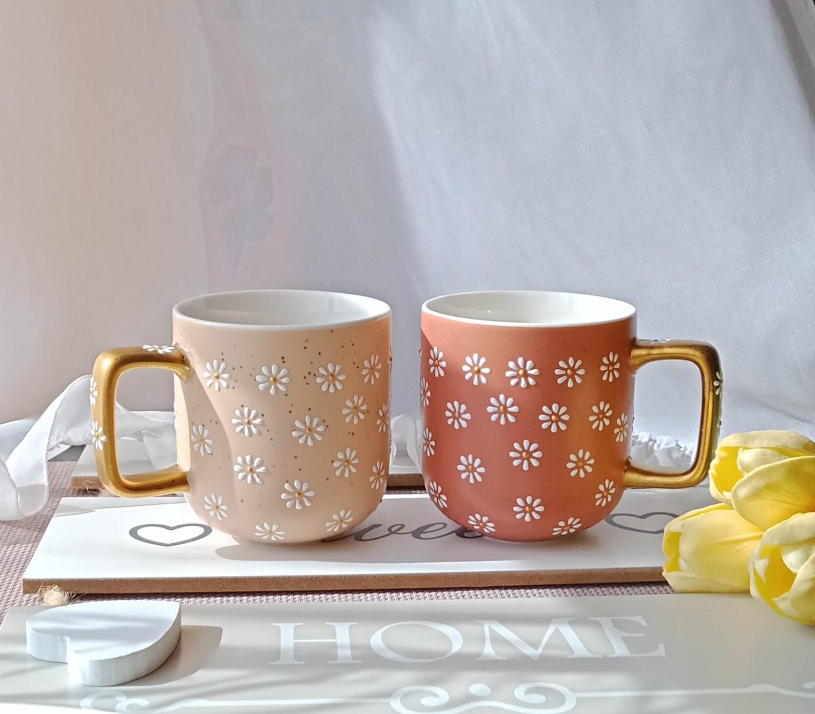 Cute Daisy Coffee Mug | Demure Flower Ceramic Cups | Cozy Floral Tea ...