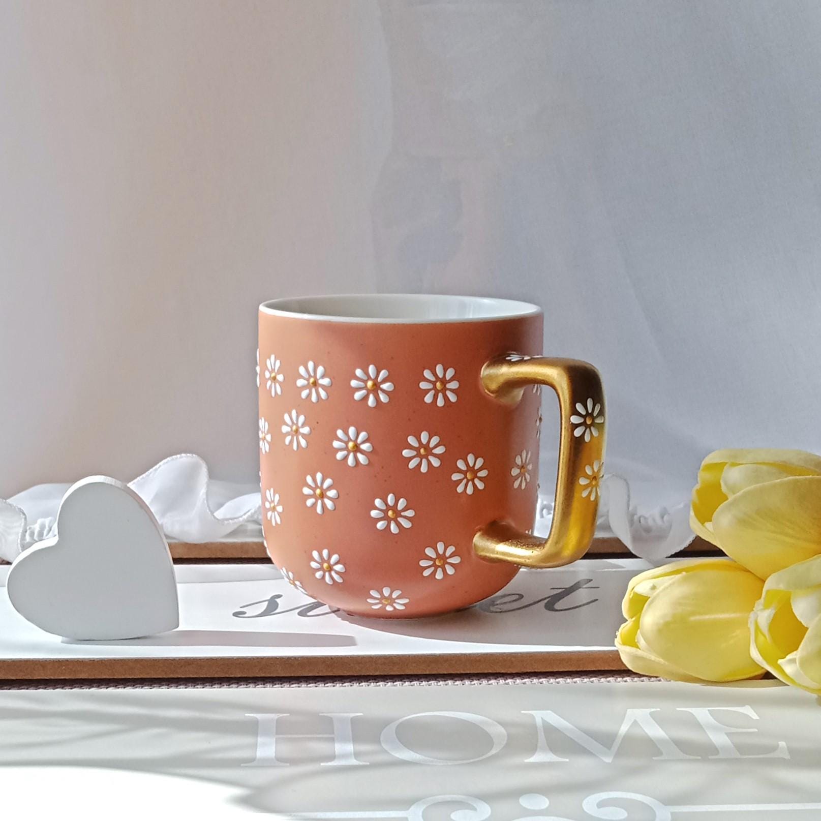 Cute Daisy Coffee Mug | Demure Flower Ceramic Cups | Cozy Floral Tea ...