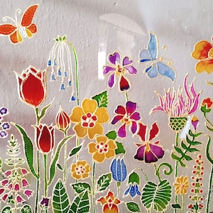 Meadow Flowers 16,5х12,5 Stained Glass Panel| Colorful Wildflowers ...