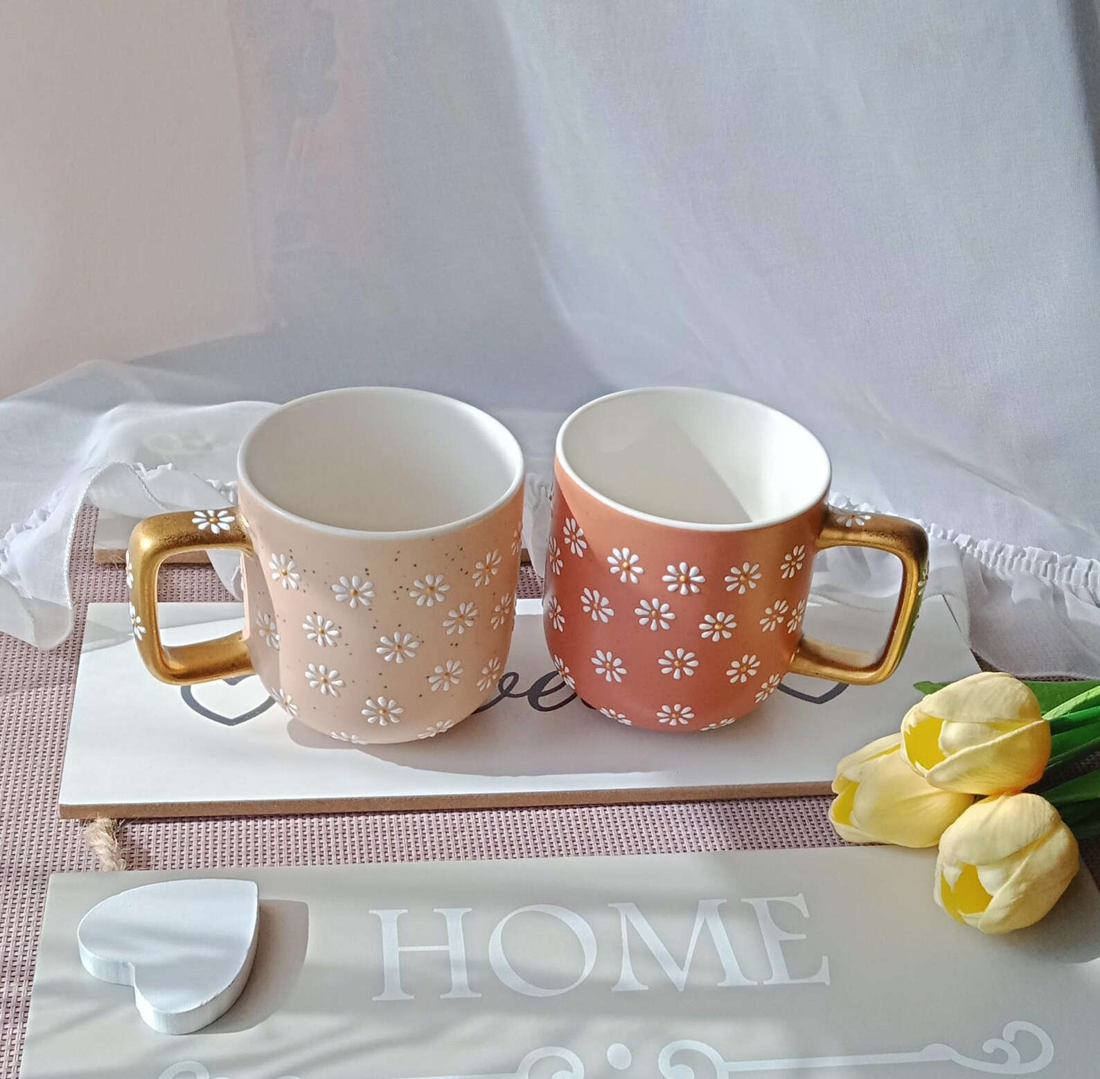 Cute Daisy Coffee Mug | Demure Flower Ceramic Cups | Cozy Floral Tea ...