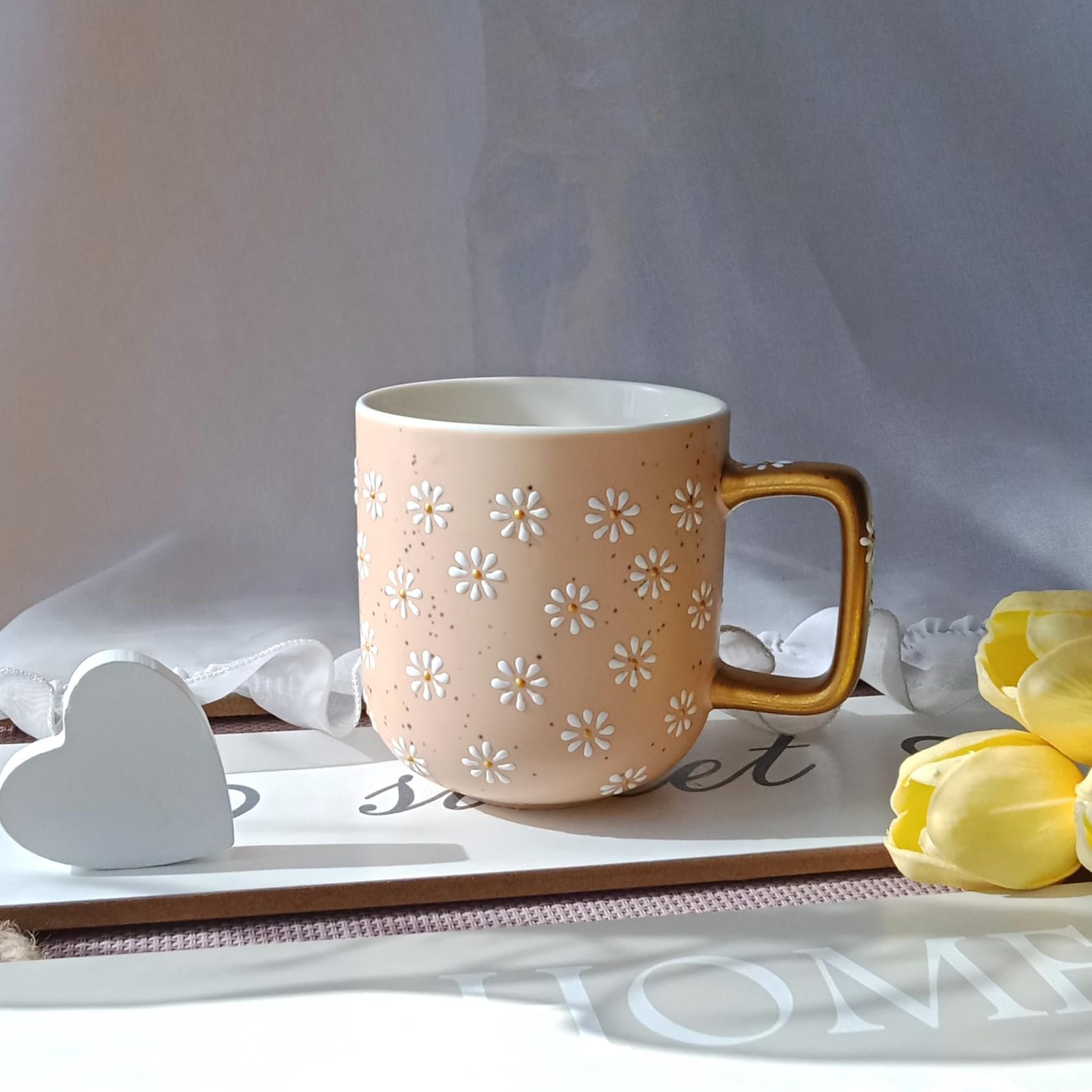 Cute Daisy Coffee Mug | Demure Flower Ceramic Cups | Cozy Floral Tea ...