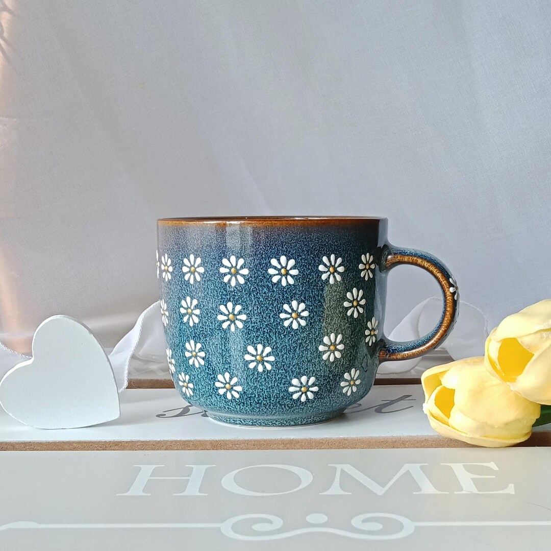 Daisy Coffee Mug | Cozy Tea Cup | Flower Cappuccino Ceramic Mug | Cute ...