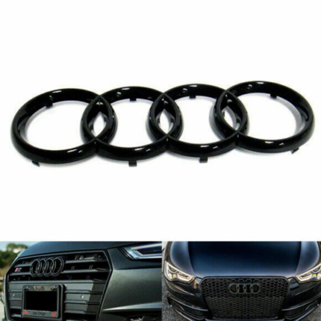 Fit for Audi Hood Rings Emblem Front Bonnet Grill Badge Logo Gloss ...