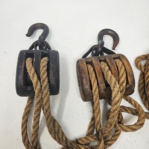 Vintage Wooden Block & Tackle Pulley, Repurpose Décor, Metal Pulley's ...
