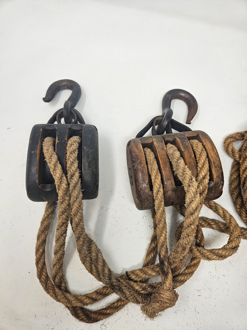 Vintage Wooden Block & Tackle Pulley, Repurpose Décor, Metal Pulley's ...