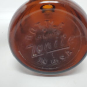 Vintage ZONITE Antiseptic Germicide Deodorant Amber Glass Bottle ...