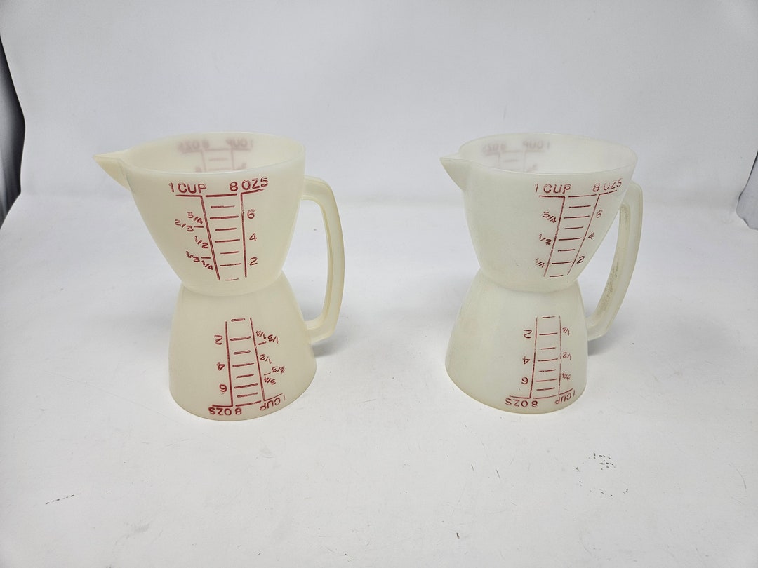 Vintage 1970s Tupperware Double Sided Measuring Cup, White Plastic, Red ...