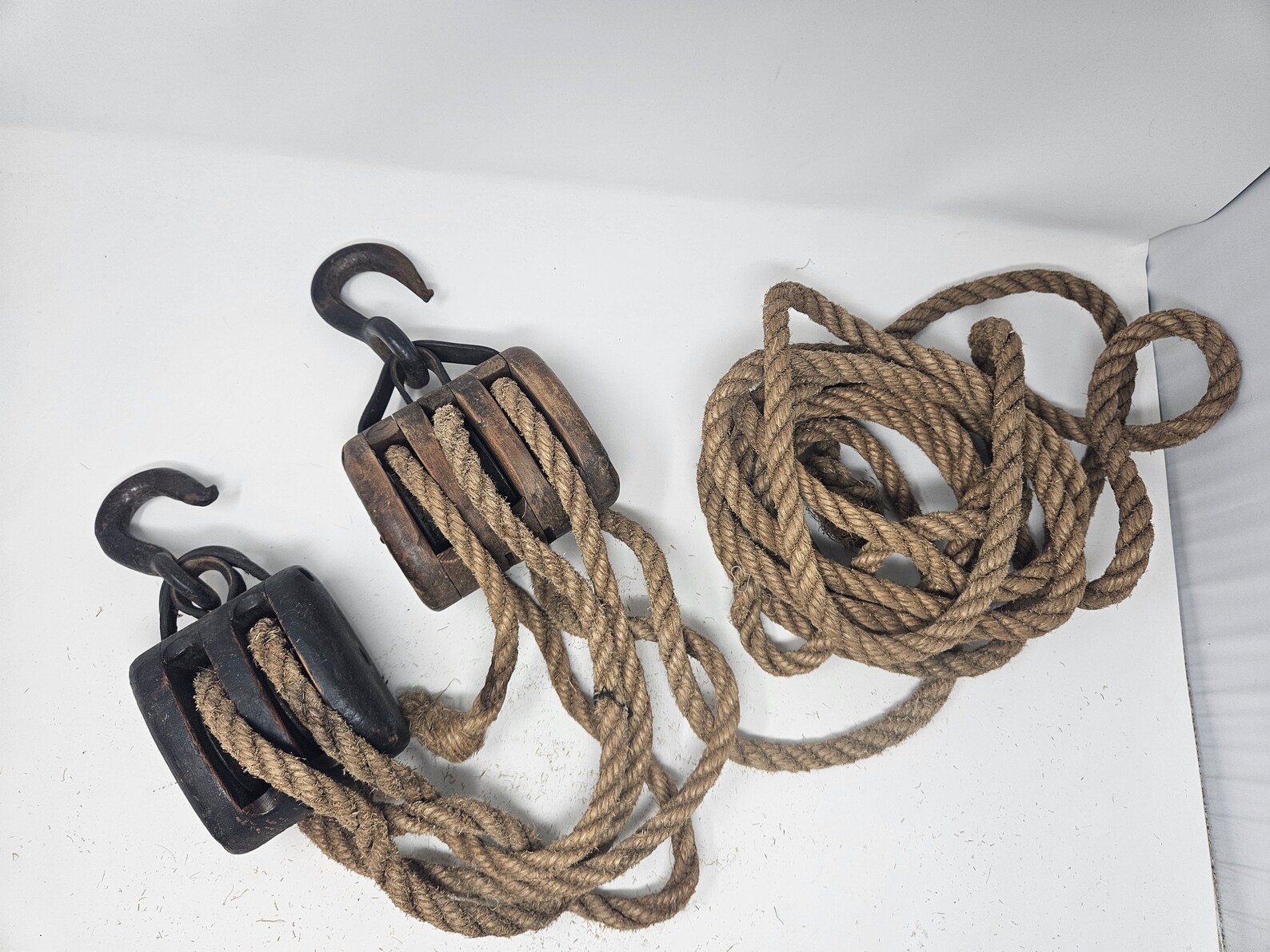 Vintage Wooden Block & Tackle Pulley, Repurpose Décor, Metal Pulley's ...