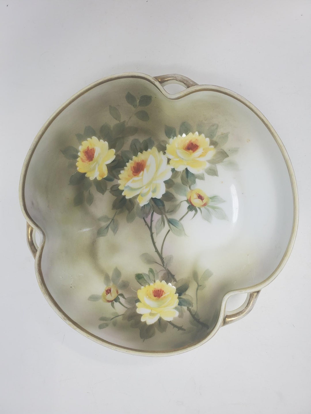 Vintage Nippon Morimura Bros. Tri-handled Porcelain Hand Painted Bowl ...