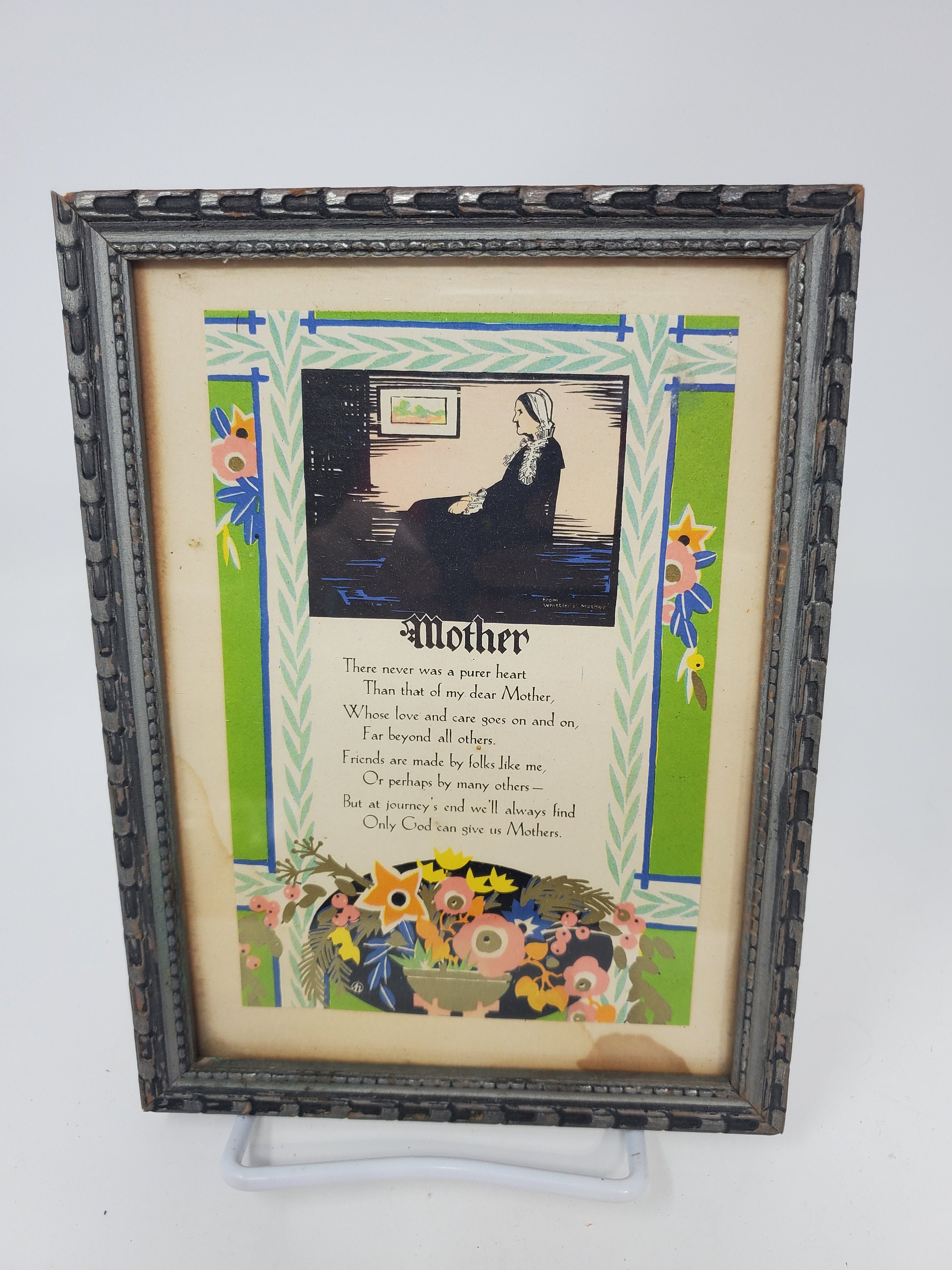 Vintage 1920s Framed Mother's Poem, Mother's Artwork, Mother Poem ...