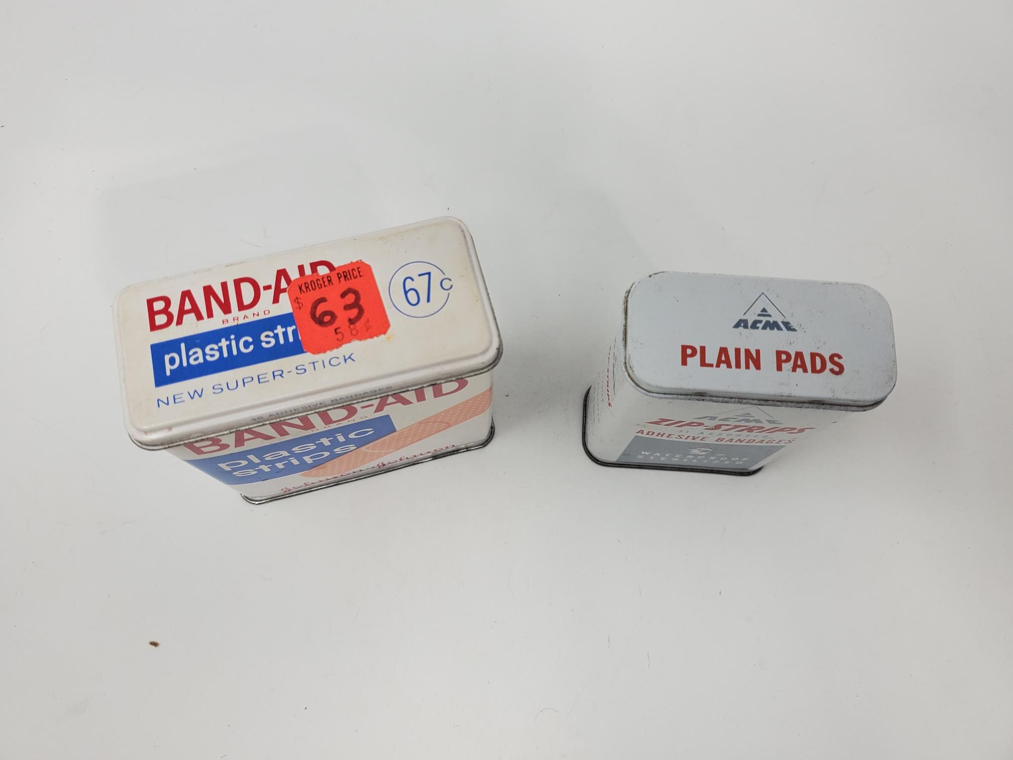 Vintage Band-aid Metal Container, Johnson & Johnson and Acme Zip-strips ...
