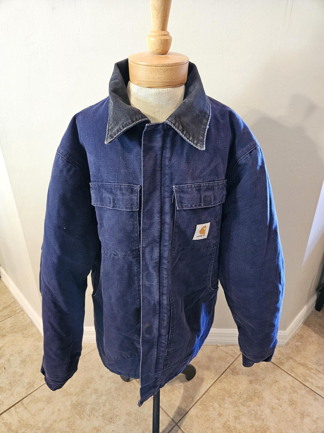 Vintage 80's Carhartt Quilted Lined Blue Canvas Jacket, Made in USA ...