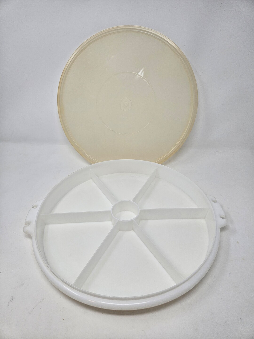 Vintage 1980s Tupperware Party Platter Divided Sections White Round ...