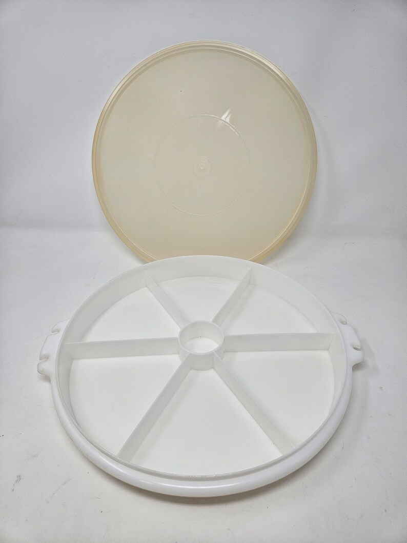 Vintage 1980s Tupperware Party Platter Divided Sections White Round ...