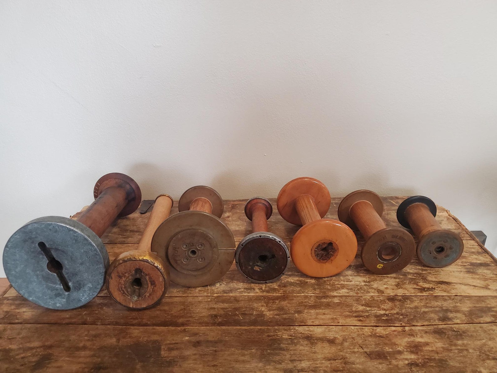 Vintage Textile Spools, Bobbins, Wooden Spools, Metal Spools, Silk ...