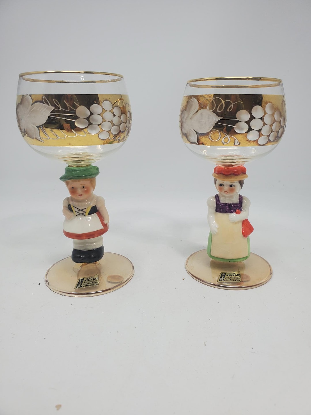Vintage Folk Art Miniature German Doll Echt Kristall Glasses, Made in ...