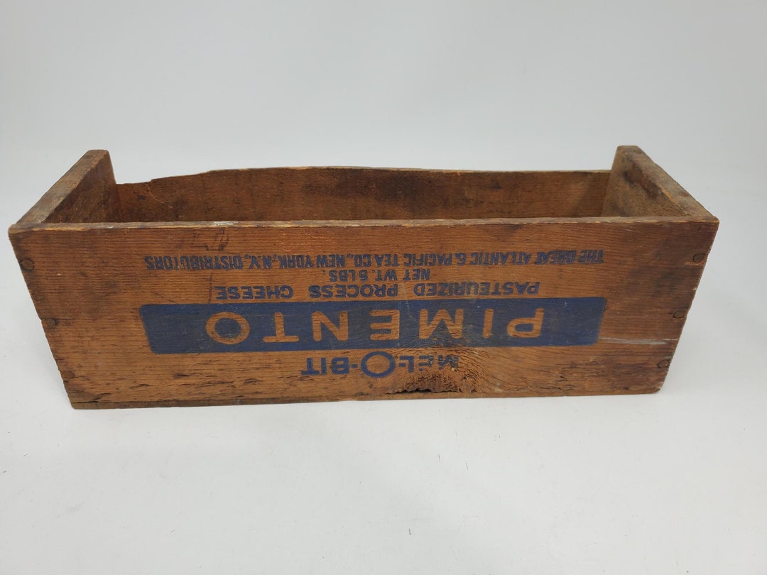 Vintage Old Wooden Cheese Box, Mel-o-bit Pimento Pasteurized Process ...