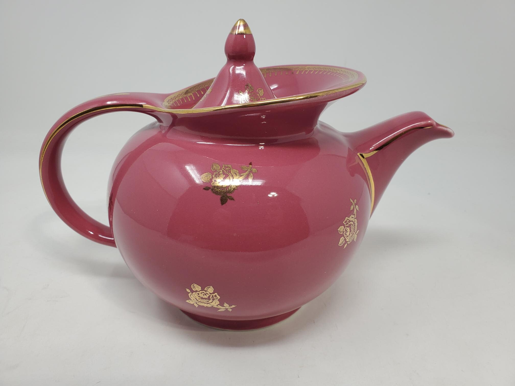 Vintage Hall Teapot Windshield Mauve With Gold Roses Design 0694, 6 ...