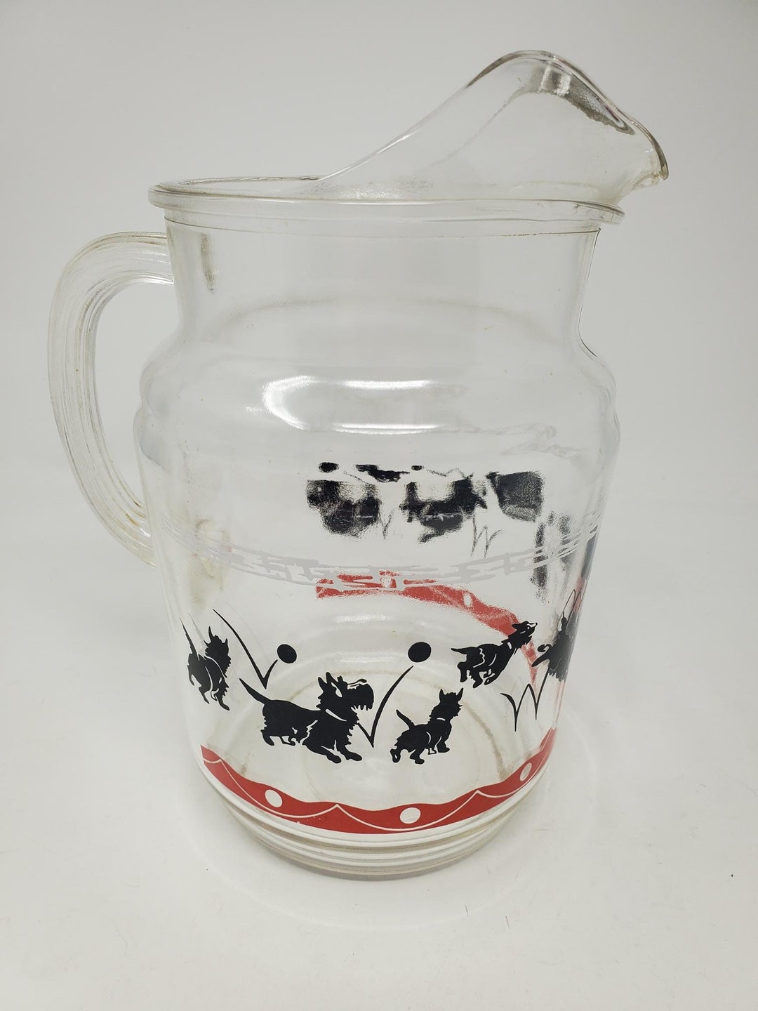 Vintage Scottie Dog Glass Pitcher, Federal Glass Depression Era Playful ...