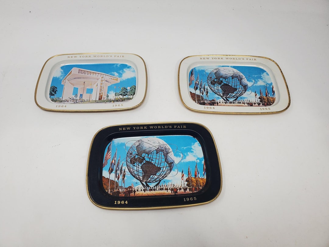 Vintage New York World's Fair 1964-1965 Souvenir Tin Trays, Unisphere ...
