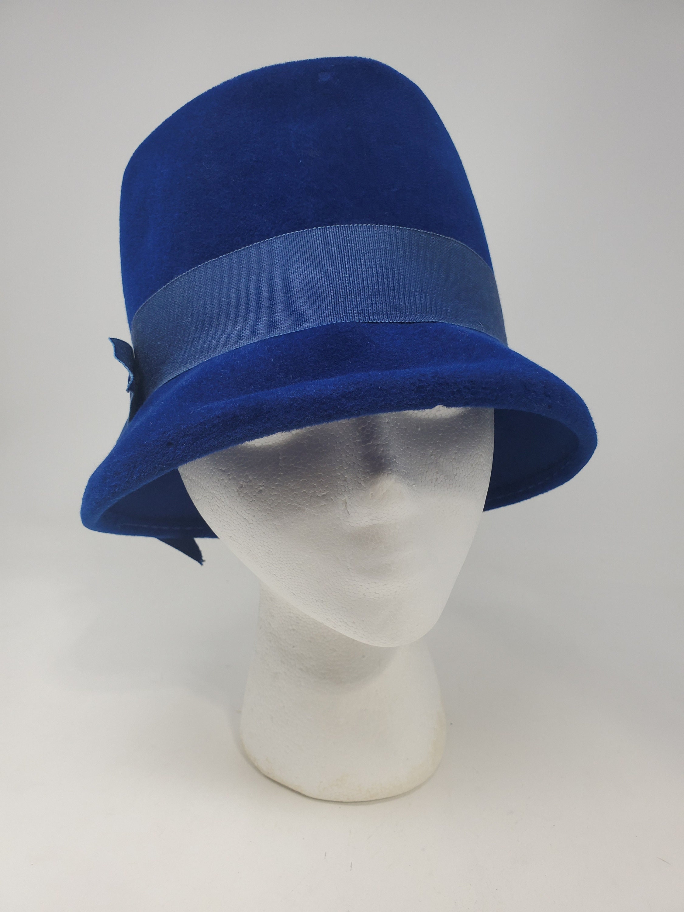 Vintage 1950's Beautiful Blue Peachbloom Velour Bucket Hat, Union Made ...