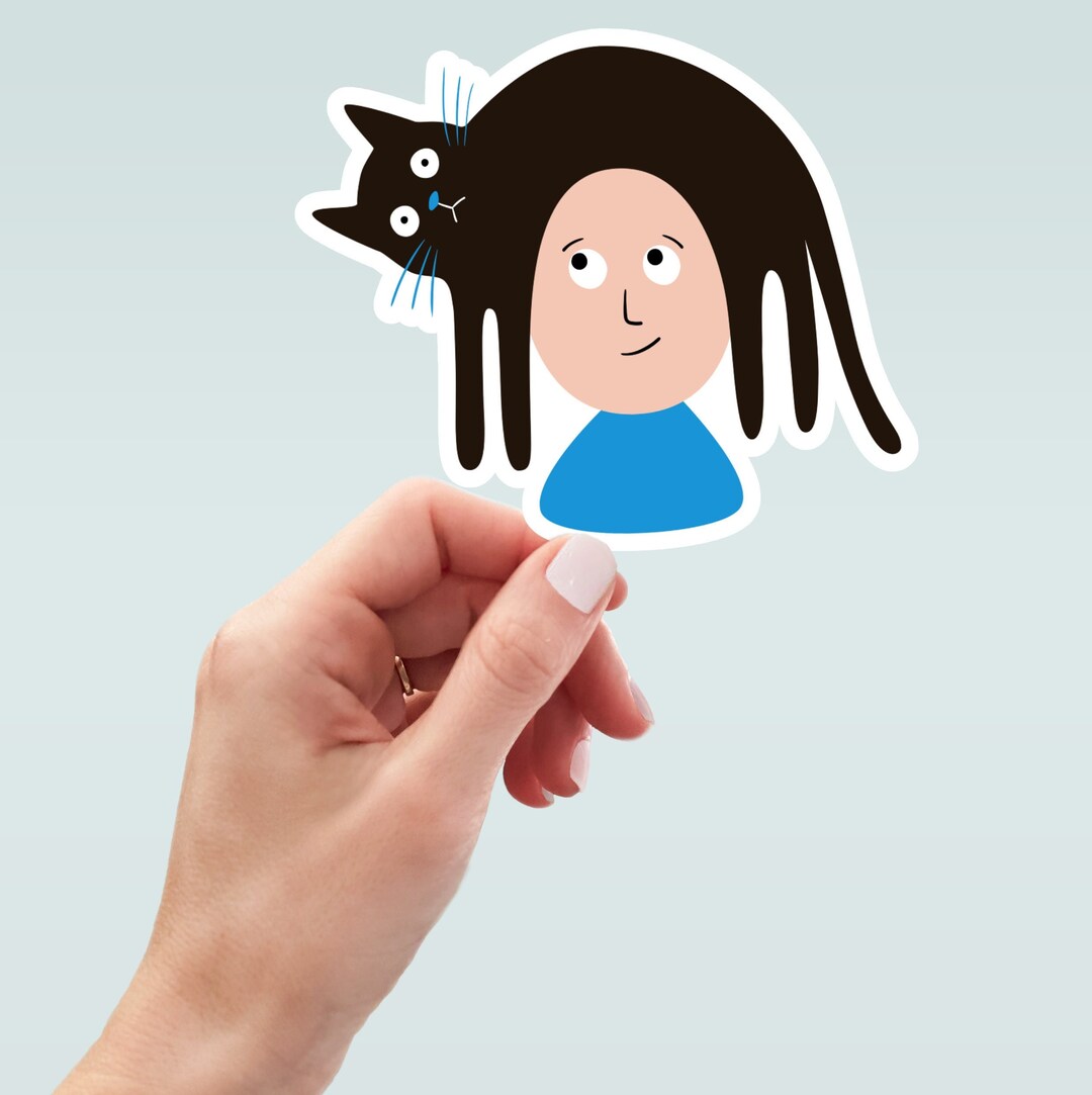 Black Cat Sticker, Funny Cat Sticker, Water Bottle Sticker, Cat ...