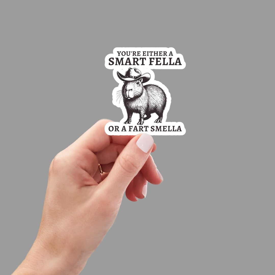 Smart Fella, Capybara Sticker, Water Bottle Sticker, Capybara Decal ...