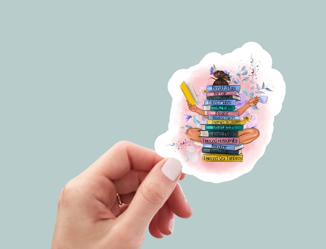 Book Tropes Book Stack Waterproof Vinyl Sticker, Laptop Stickers, Funny ...