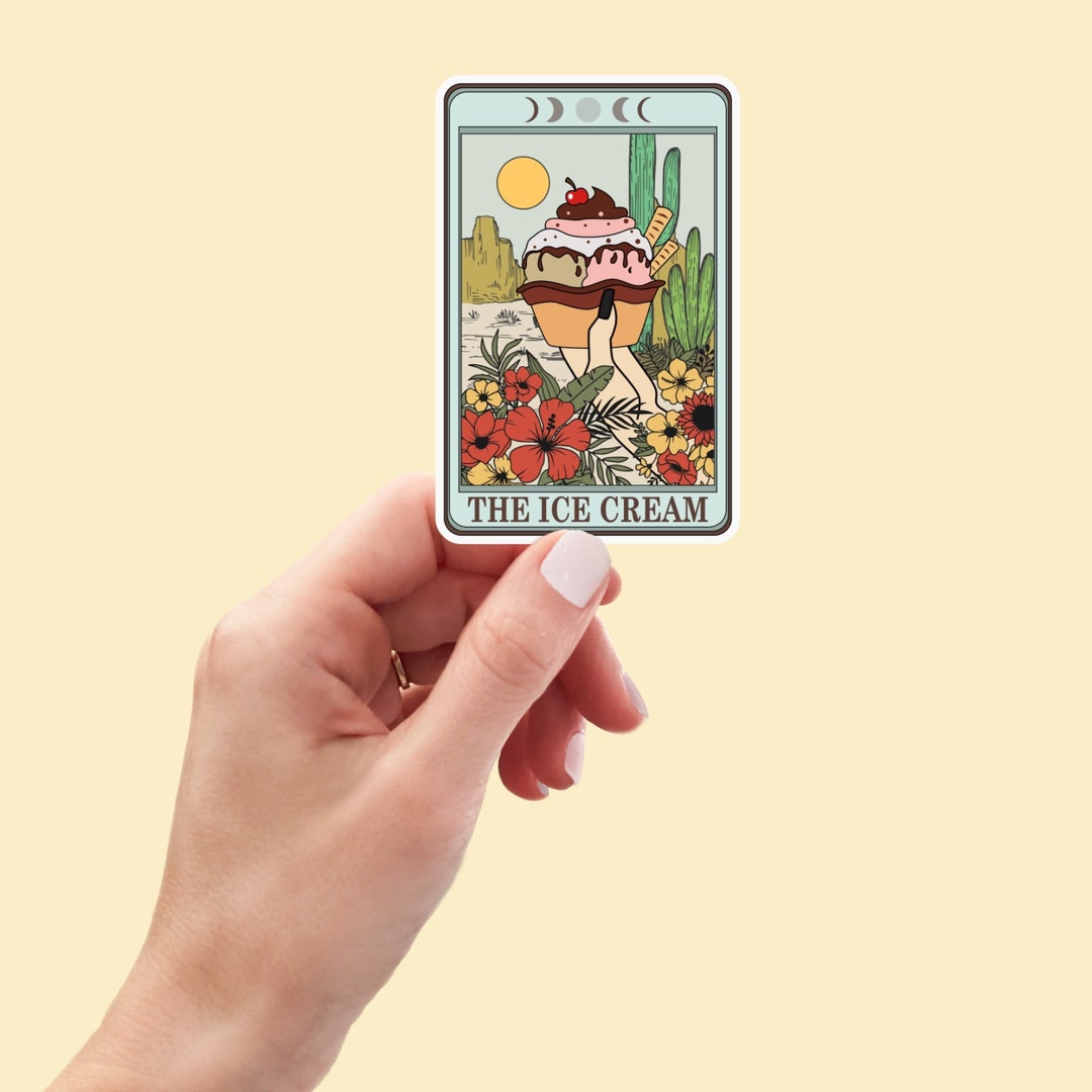 The Ice Cream Tarot Card Sticker, Ice Cream Sticker, Funny Stickers ...