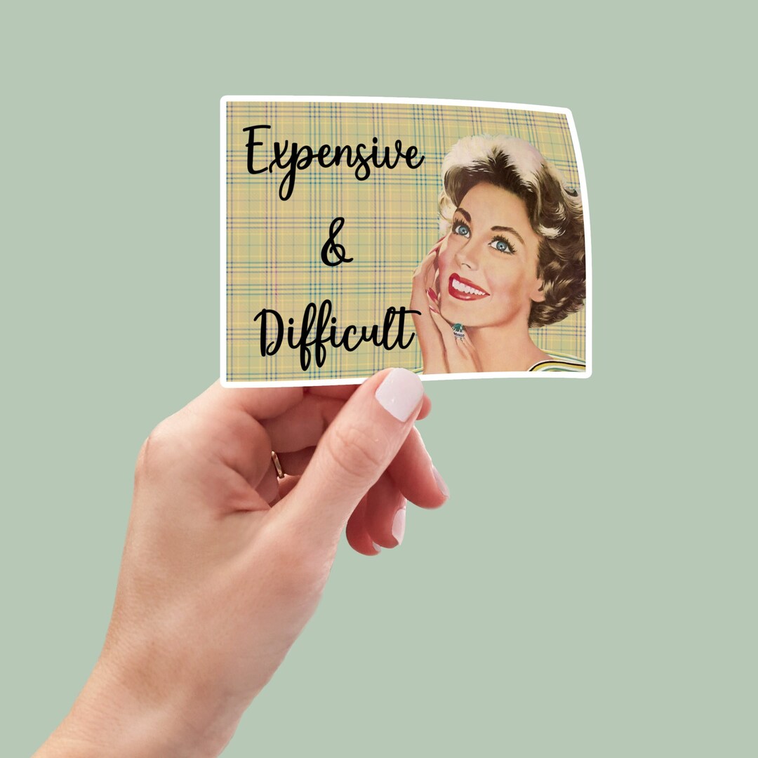 Retro Expensive and Difficult Vinyl Sticker, Laptop Stickers, Funny ...