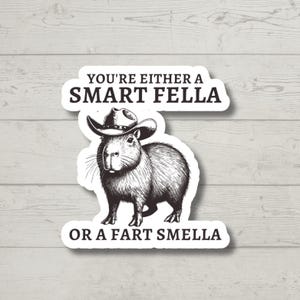 Smart Fella, Capybara Sticker, Water Bottle Sticker, Capybara Decal ...