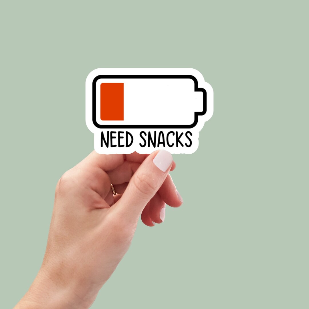 Need Snacks Battery Sticker, Funny Stickers, Laptop Sticker, Water ...