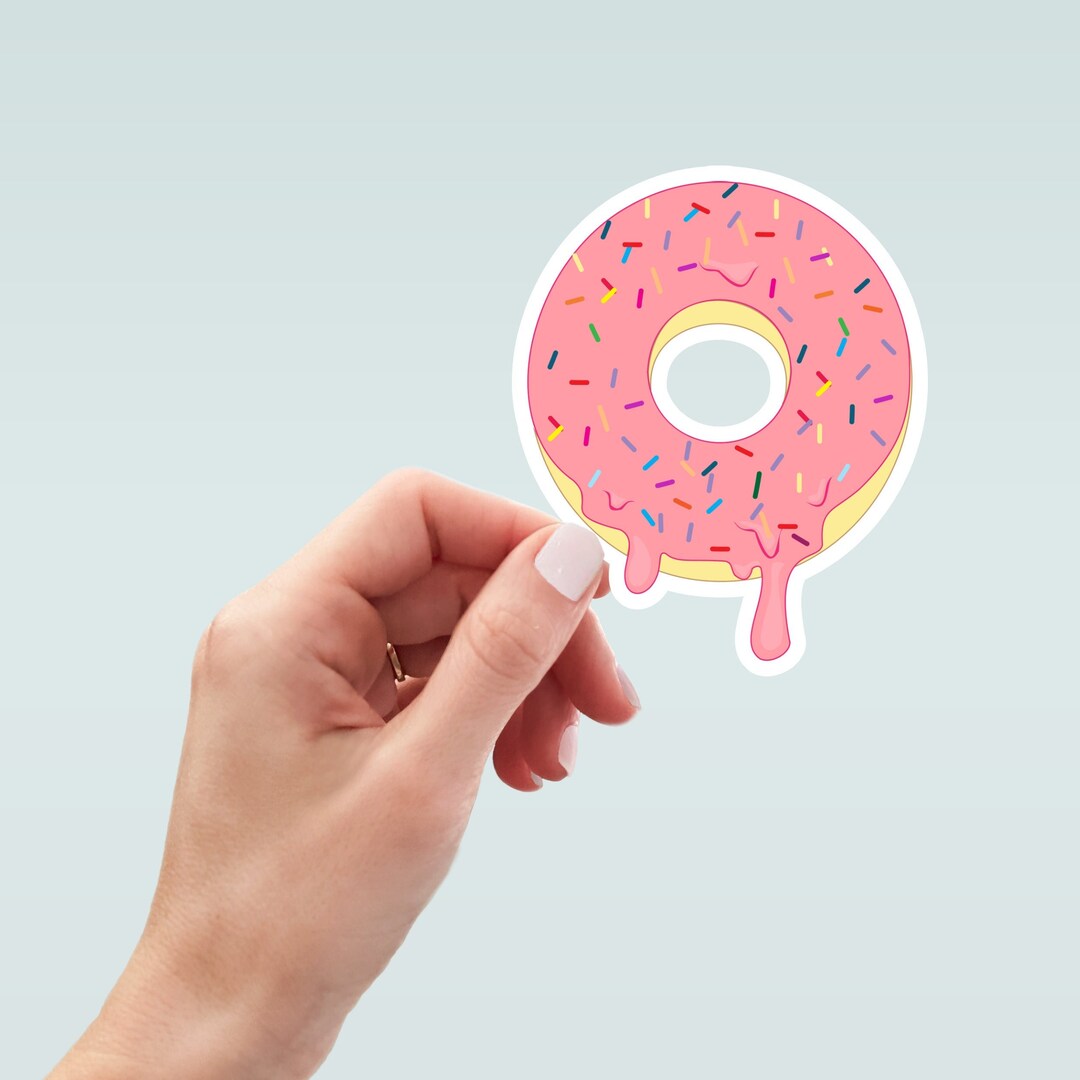 Pink Donut Sticker, Baking Stickers, Water Bottle Sticker, Planner ...