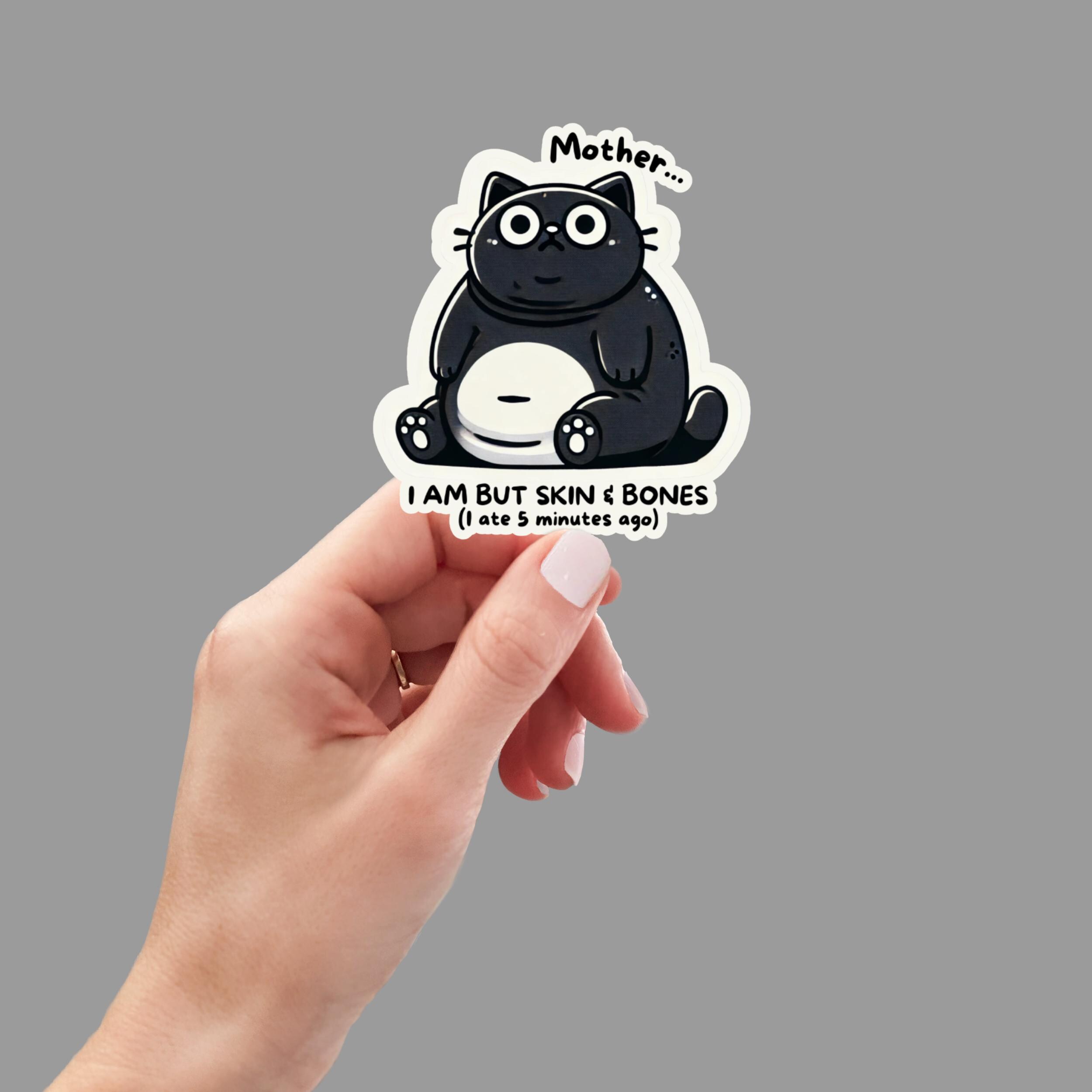 Fat Cat Sticker | Funny Sarcastic Sticker for Laptop, Water Bottle ...