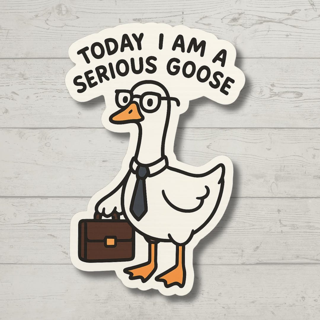 Serious Goose Sticker, Funny Bird Decal, Vinyl Laptop Water Bottle ...