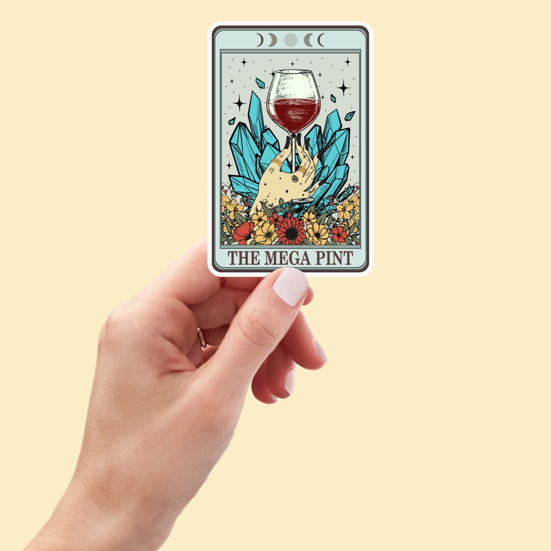 The Mega Pint Wine Tarot Card Sticker, Wine Sticker, Funny Stickers ...