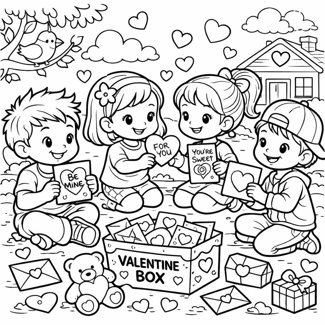 Valentine’s Day Coloring Pages Printable | Cute Valentine Coloring ...