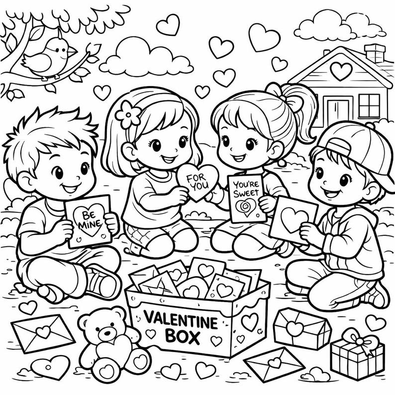 Valentine’s Day Coloring Pages Printable | Cute Valentine Coloring ...
