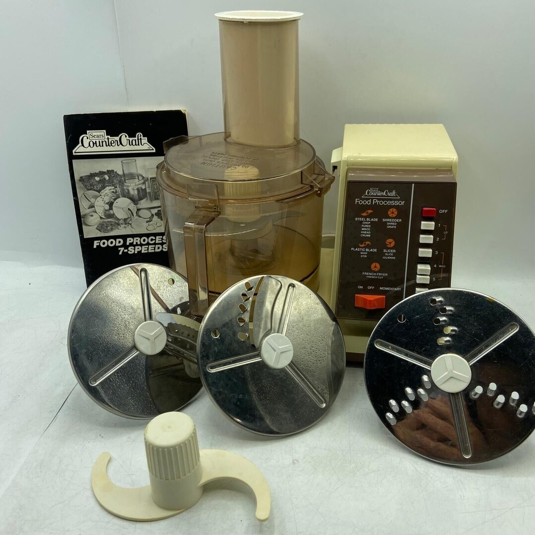 Vintage Sears Counter Craft Food Processor 7 Speed W/ 8 Attachments 400 ...