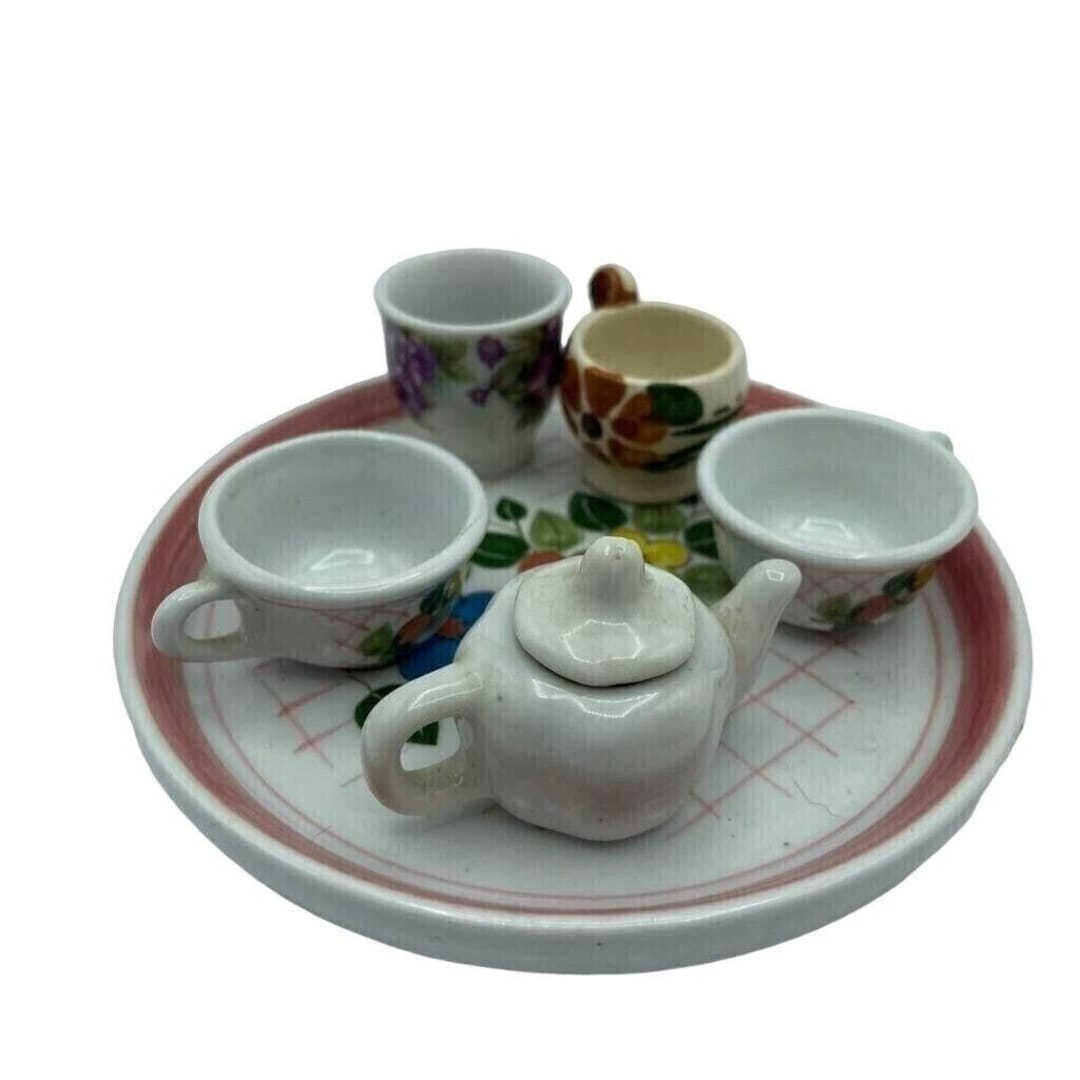 Miniature Tea Set W/tray Porcelain From Thailand 7pc. - Etsy